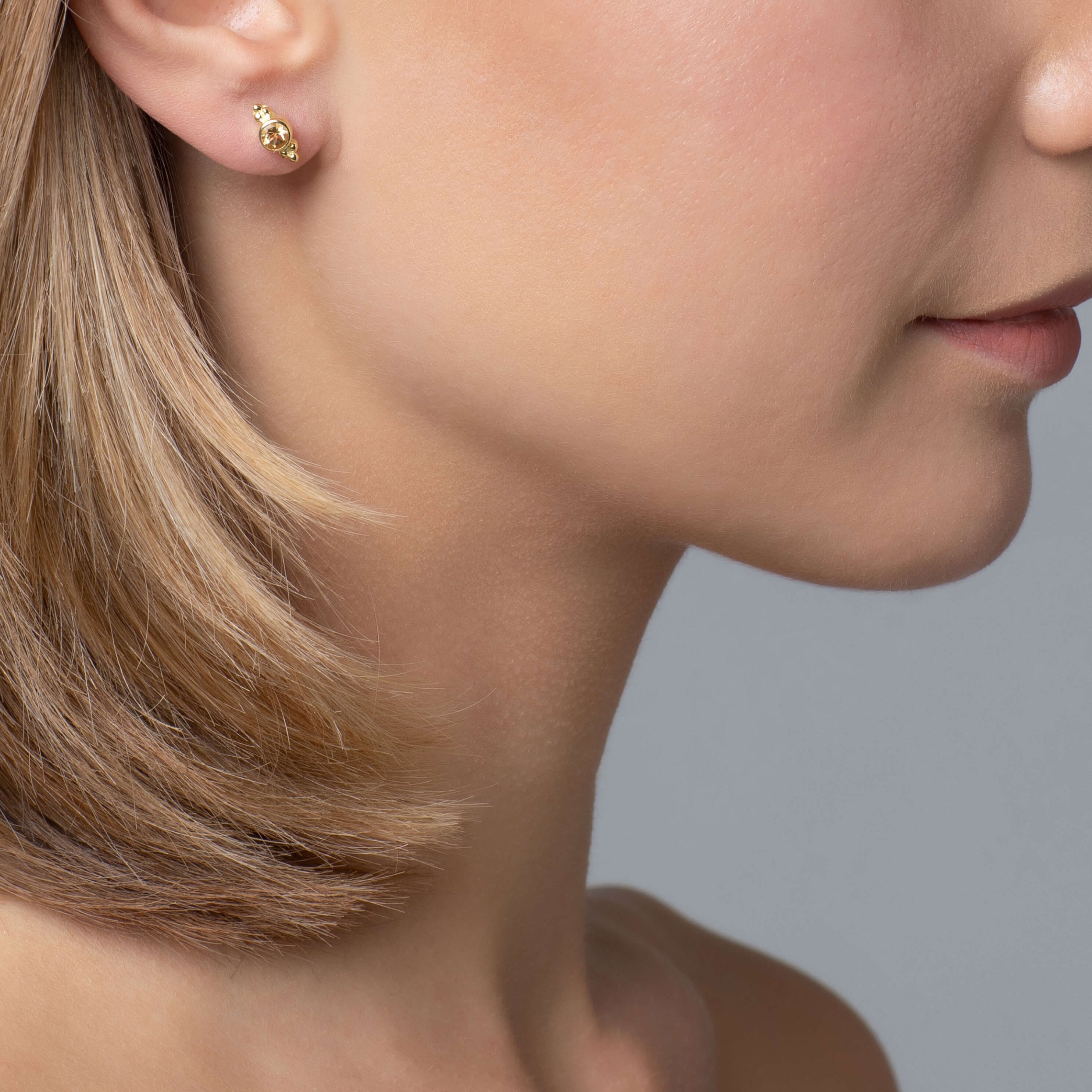 Jawan Gold Faceted Citrine Stud Earring – Mimi + Marge Jewelry